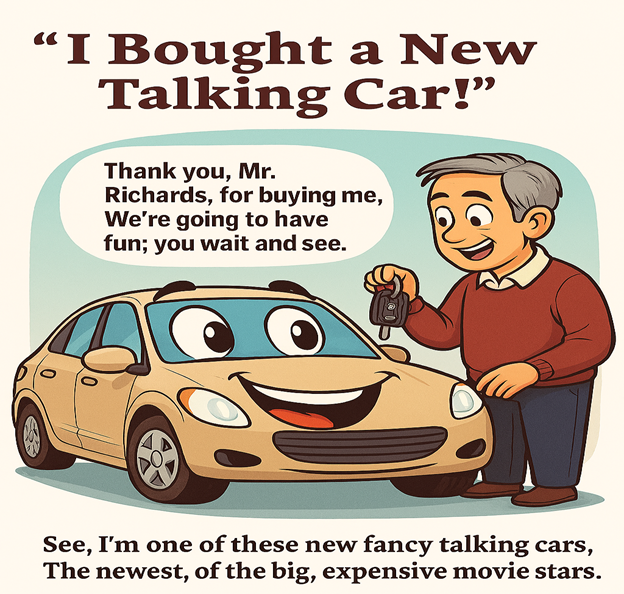 Humorous Talking Tesla Roadster Car – Welcome to Cozy Poetry Corner by ...